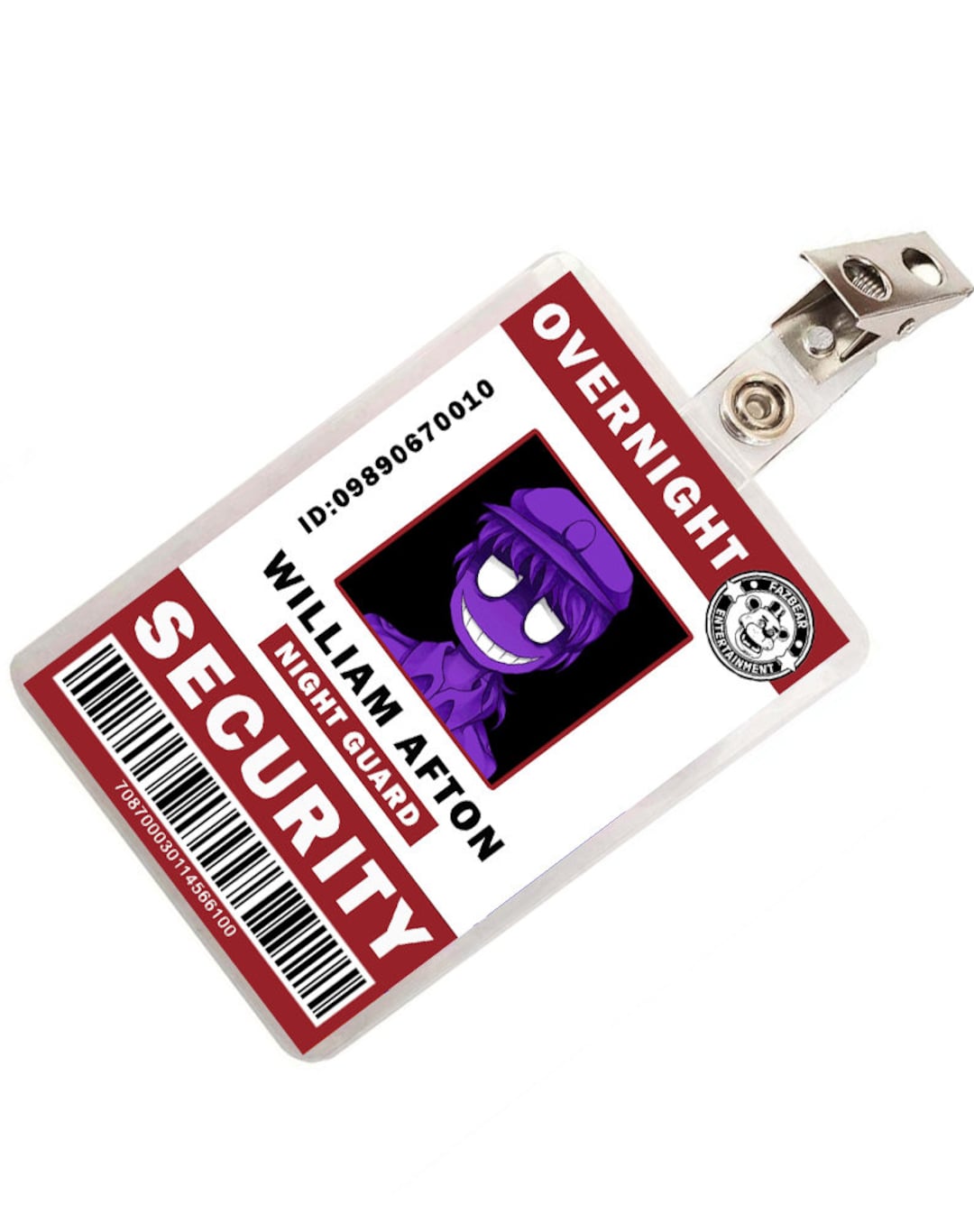 FNAF Five Nights at Freddy's William Afton Security ID Badge Cosplay ...