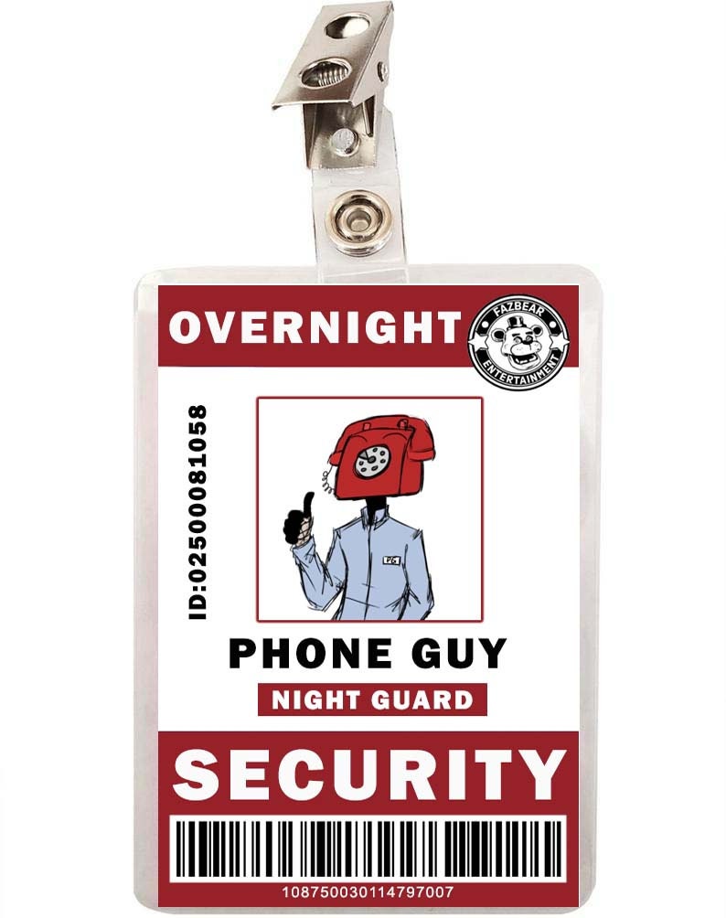 FNAF Five Nights at Freddy's Phone Guy Security Guard ID Badge Cosplay ...