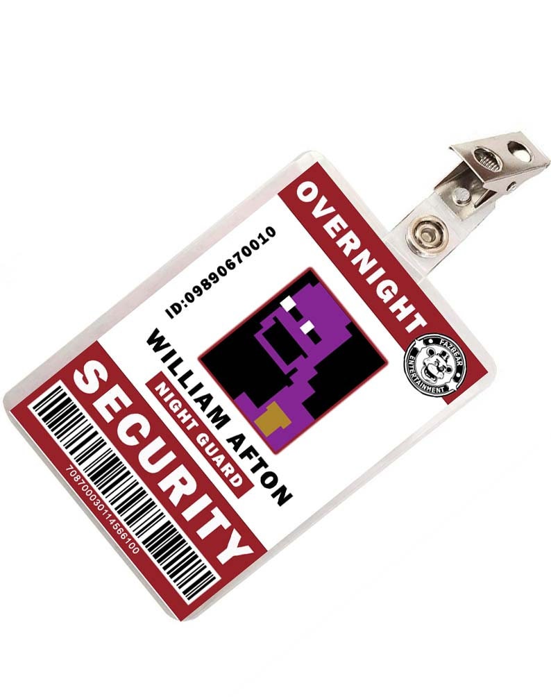 FNAF Five Nights at William Afton V2 Security ID Badge Cosplay Costume ...