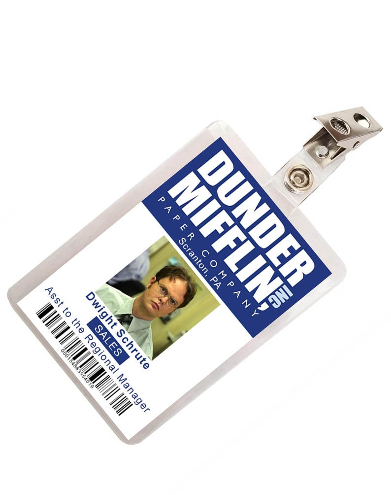 The Office Dwight Schrute Dunder Mifflin ID Badge Cosplay Halloween ...
