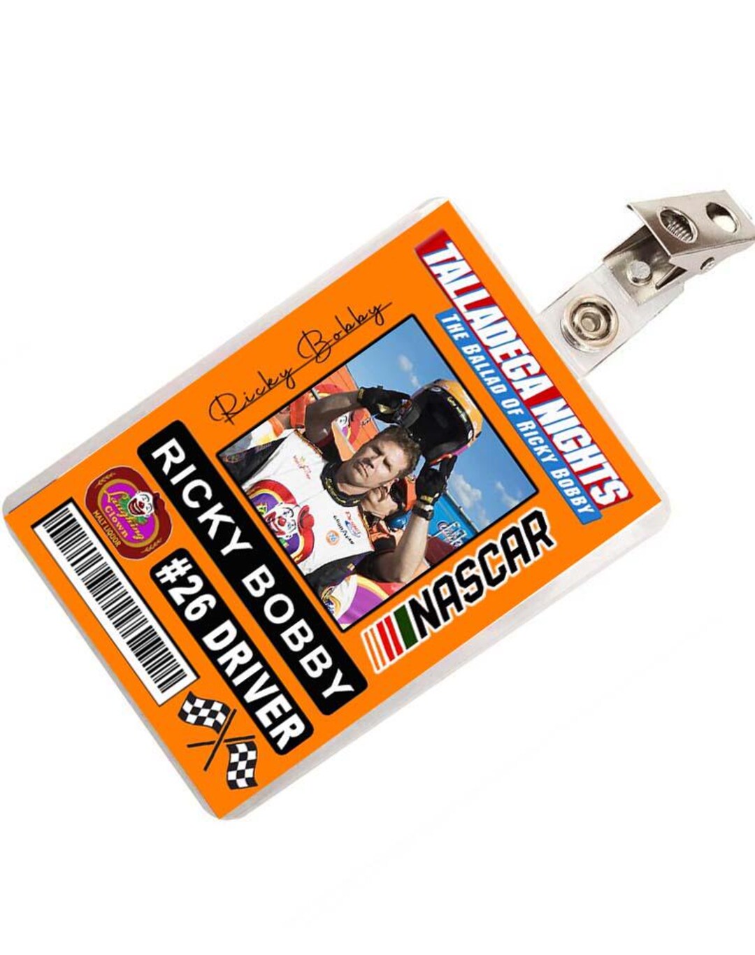 Talladega Nights Ricky Bobby Race Car Driver ID Badge Laughing Clown - Etsy