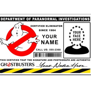 Custom Ghostbusters ID Card Movie Prop Add Your Name and Picture - Etsy
