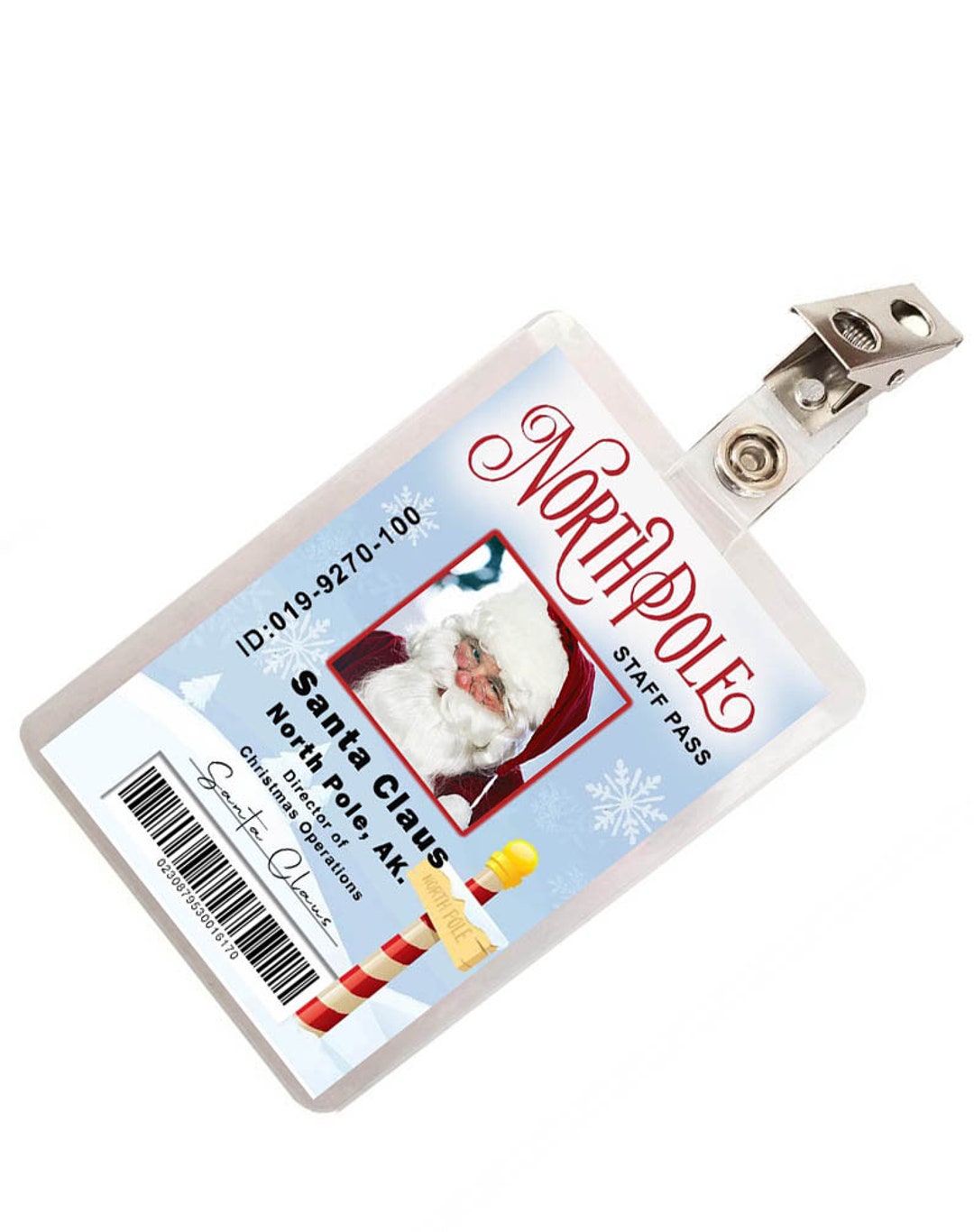 North Pole Santa Claus ID Badge Christmas Costume Name Tag Prop - Etsy