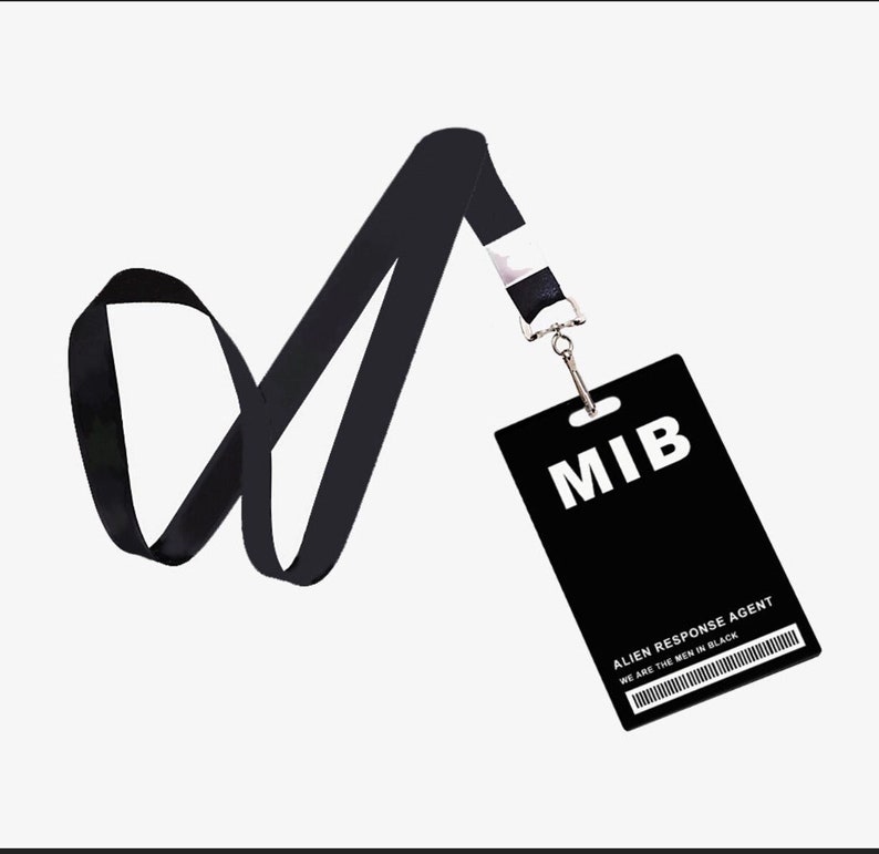 MIB Men in Black ID Badge Set of 2 PVC Card Lanyard Cosplay Halloween ...
