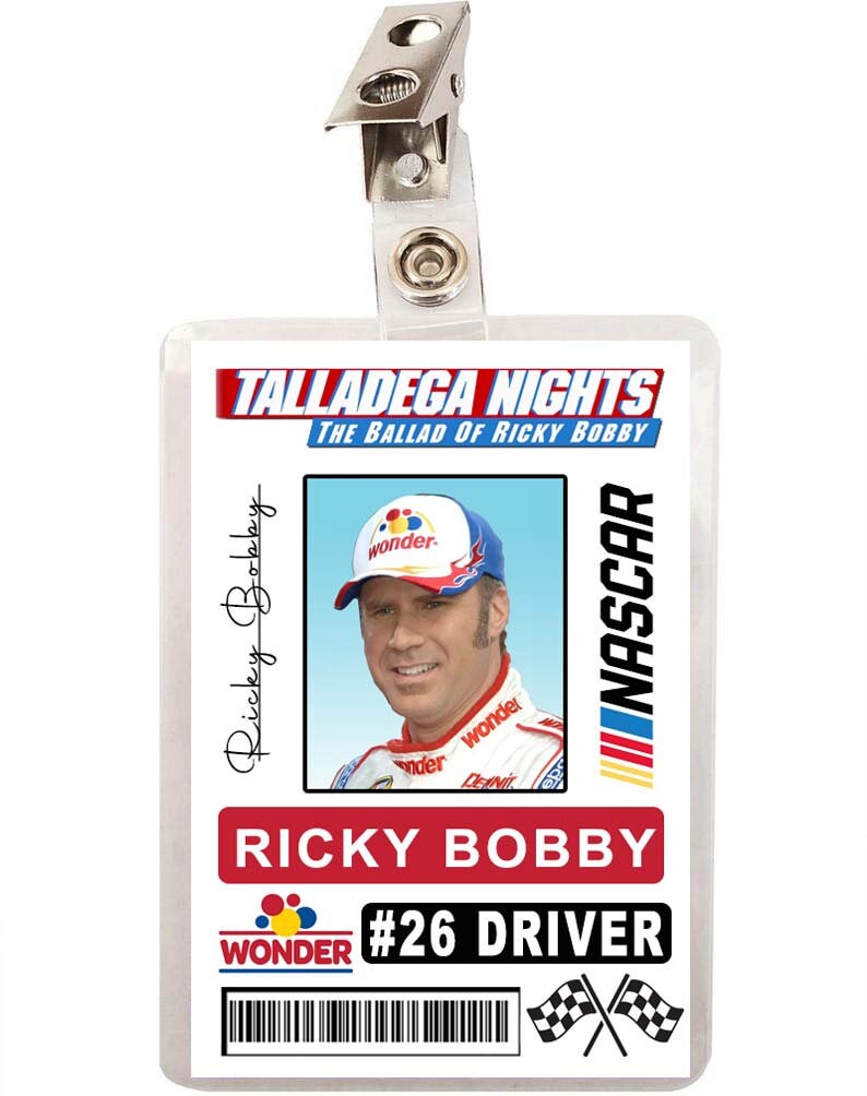 Talladega Nights Ricky Bobby Race Car Driver ID Badge - Etsy
