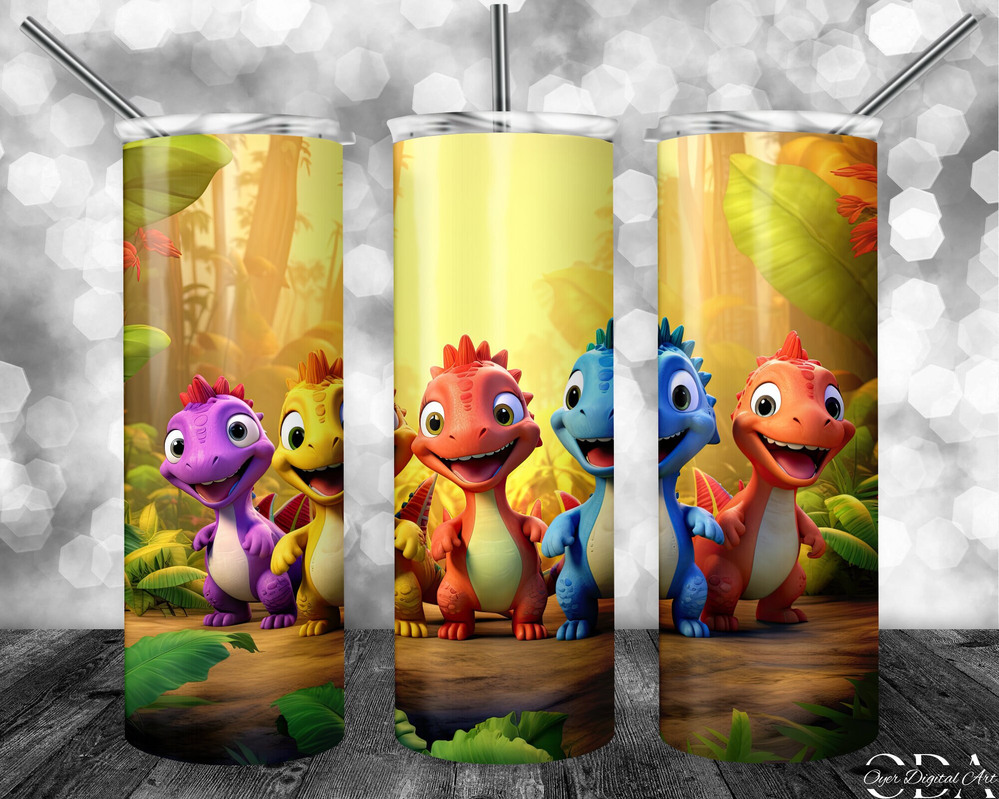 3D T-rex Baby Dinosaurs 20oz Skinny Tumbler Wrap, Cute Dinosaur ...