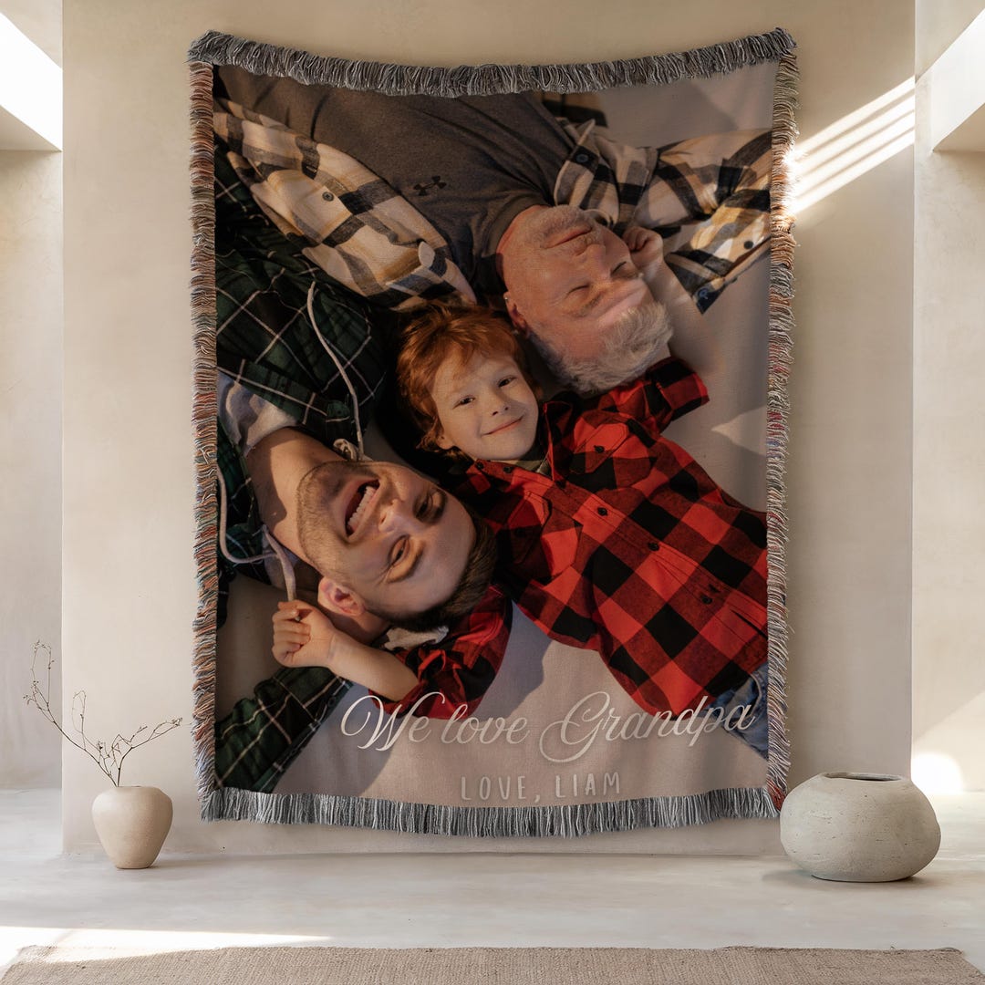 Personalized Family Photo Blanket, Custom Picture Woven Throw for ...