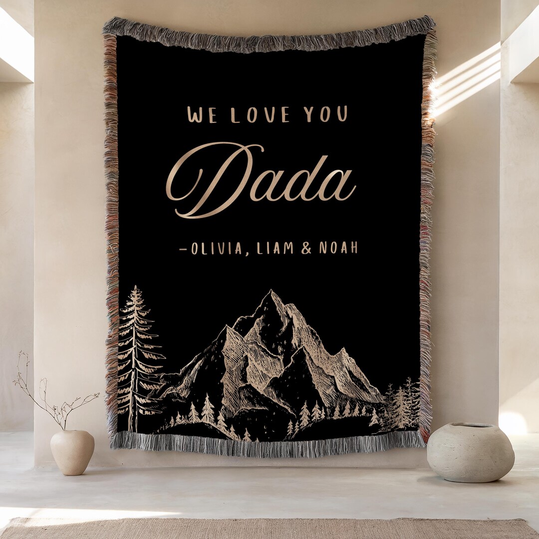 Personalized Dada Blanket With Kids Names, Custom Woven Throw for Dad ...