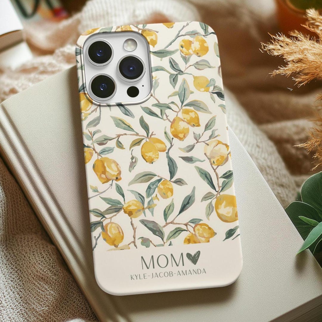 Personalized Mom Phone Case Floral Lemon Design, Custom Name iPhone ...