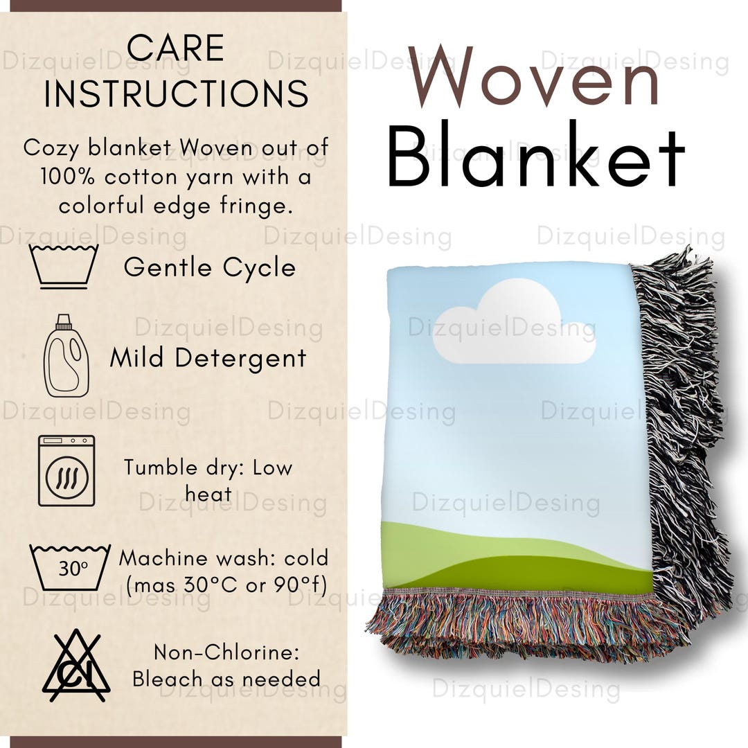 Bundle Woven Blanket Care Card and Size Options, Blanket Care ...