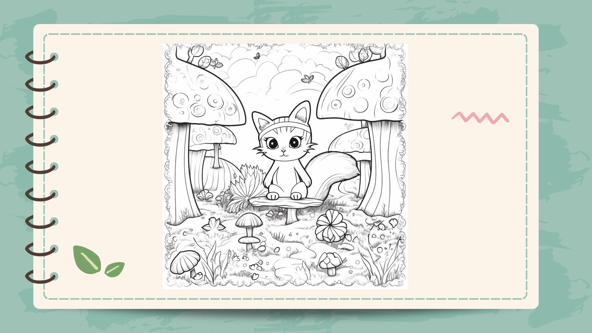 20 Printable Coloring Pages: Whimsical Cats, Plants, and Mushrooms - Etsy