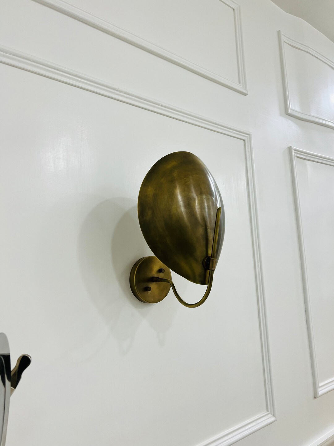 Handmade Curved Disk Shade Wall Scone Modern Mid Century Brass Wall ...