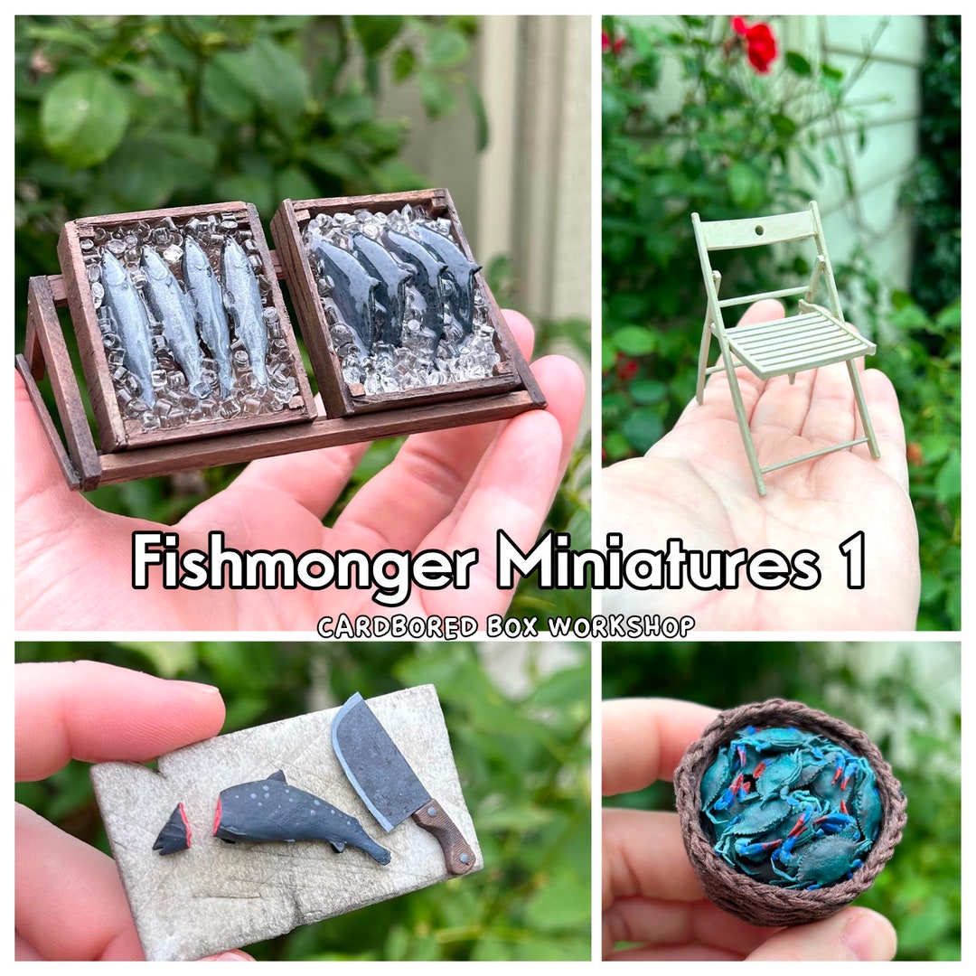 Fishmonger Scene Miniatures Weathered Diorama Minis Fish Display ...