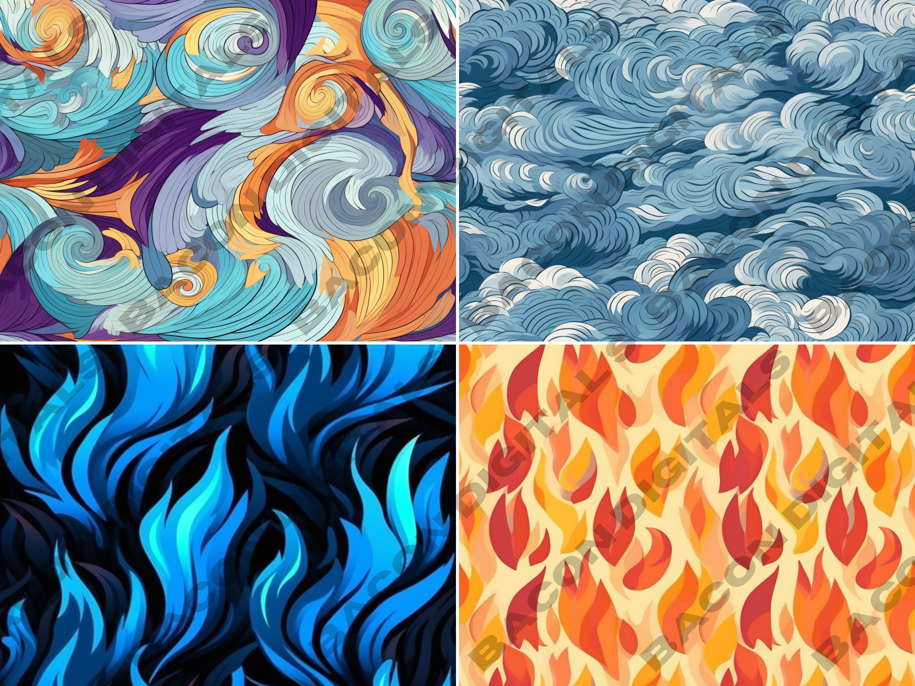 Seamless Elemental Patterns Digital Download Commercial - Etsy