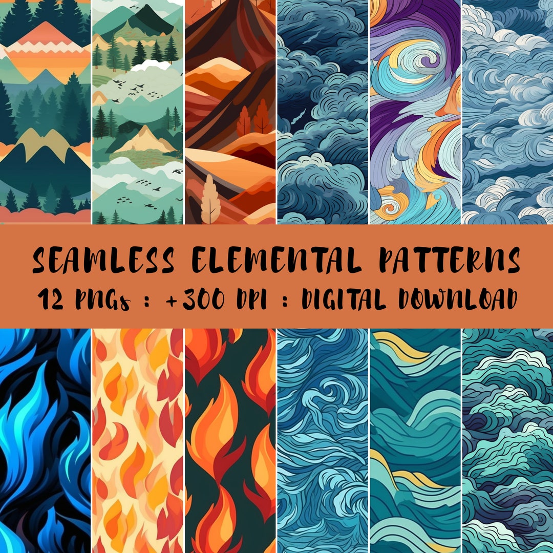 Seamless Elemental Patterns Digital Download Commercial Use Digital ...