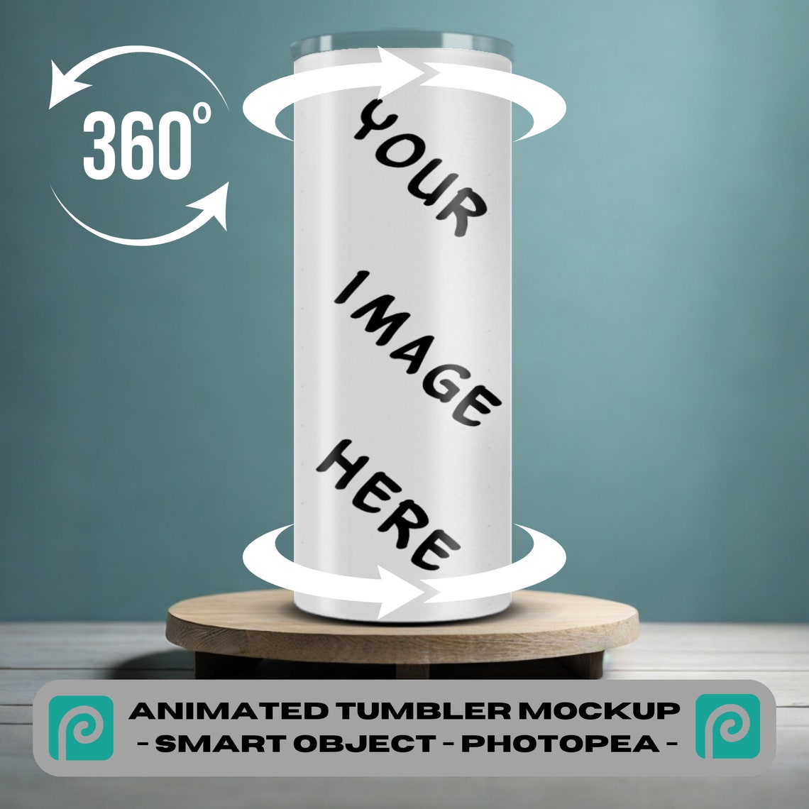 Photopea Animated Tumbler Mockup Single PSD Smart Object Multiple ...