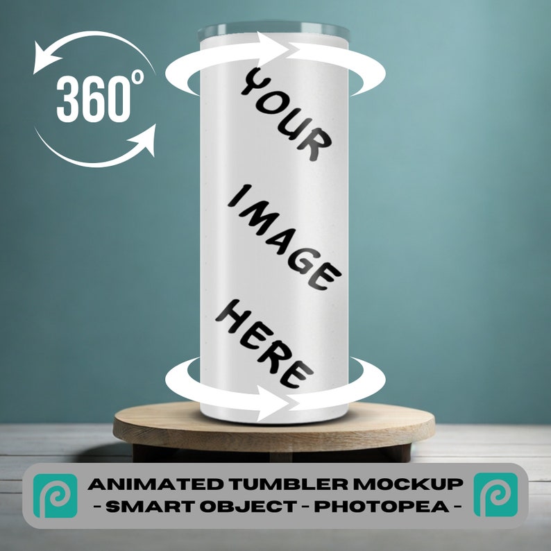 Photopea Animated Tumbler Mockup Single PSD Smart Object Multiple ...
