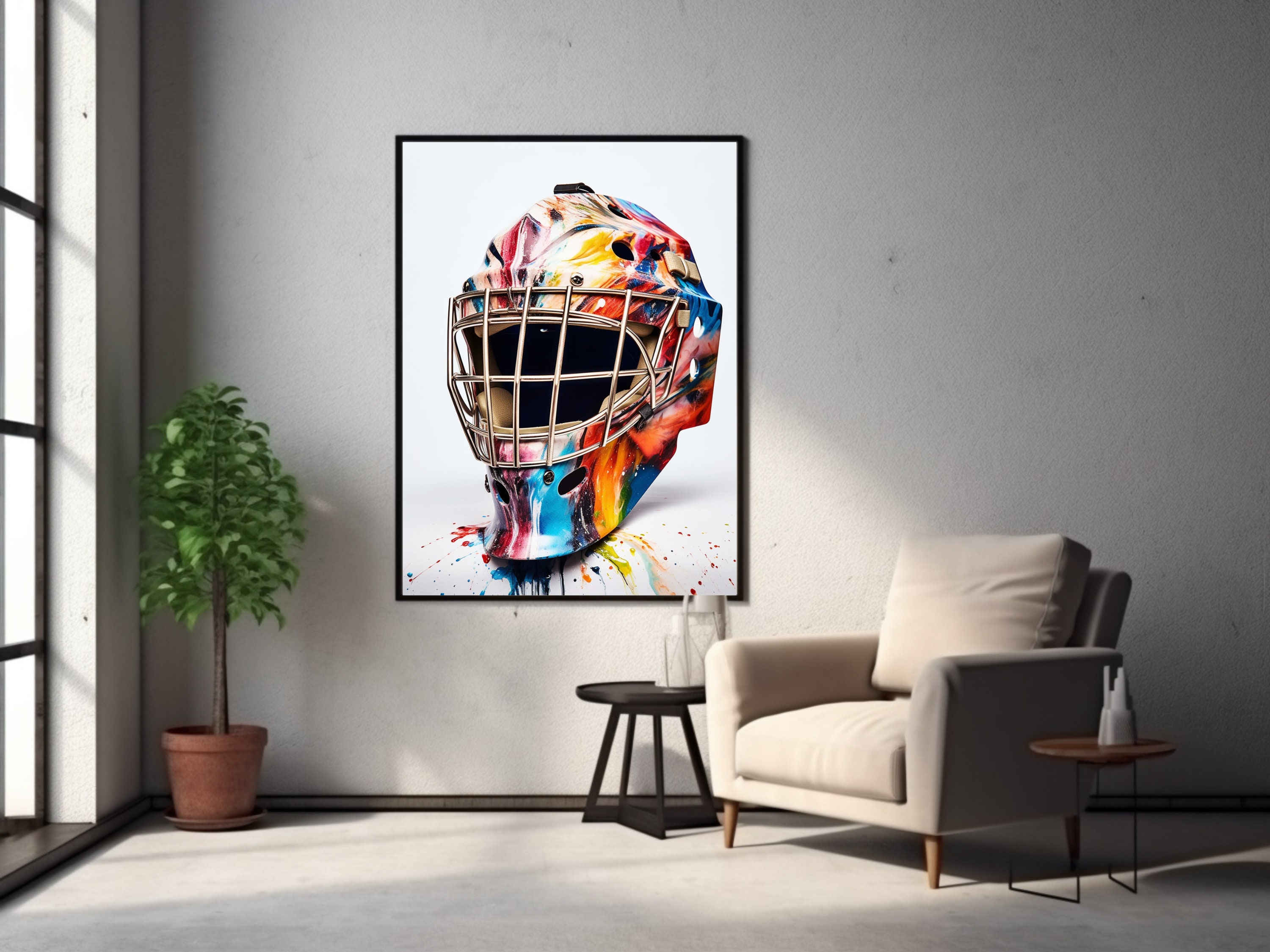 Paint Drip Hockey Goalie Mask | Printable Digital Download Wall Art ...