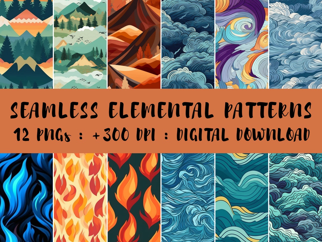 Seamless Elemental Patterns Digital Download Commercial - Etsy