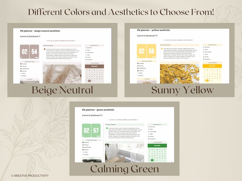 Notion Template - Aesthetic Life Planner All in One Template, Dashboard ...