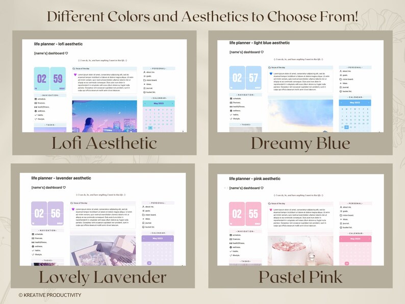 Notion Template - Aesthetic Life Planner All in One Template, Dashboard ...