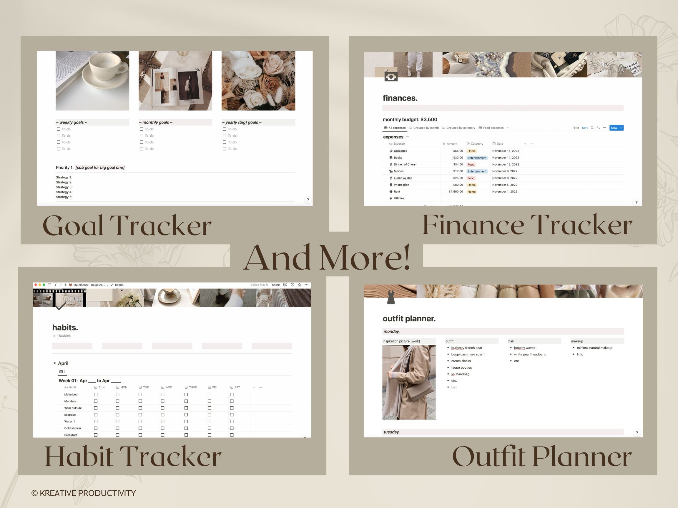 Notion Template - Aesthetic Life Planner All in One Template, Dashboard ...