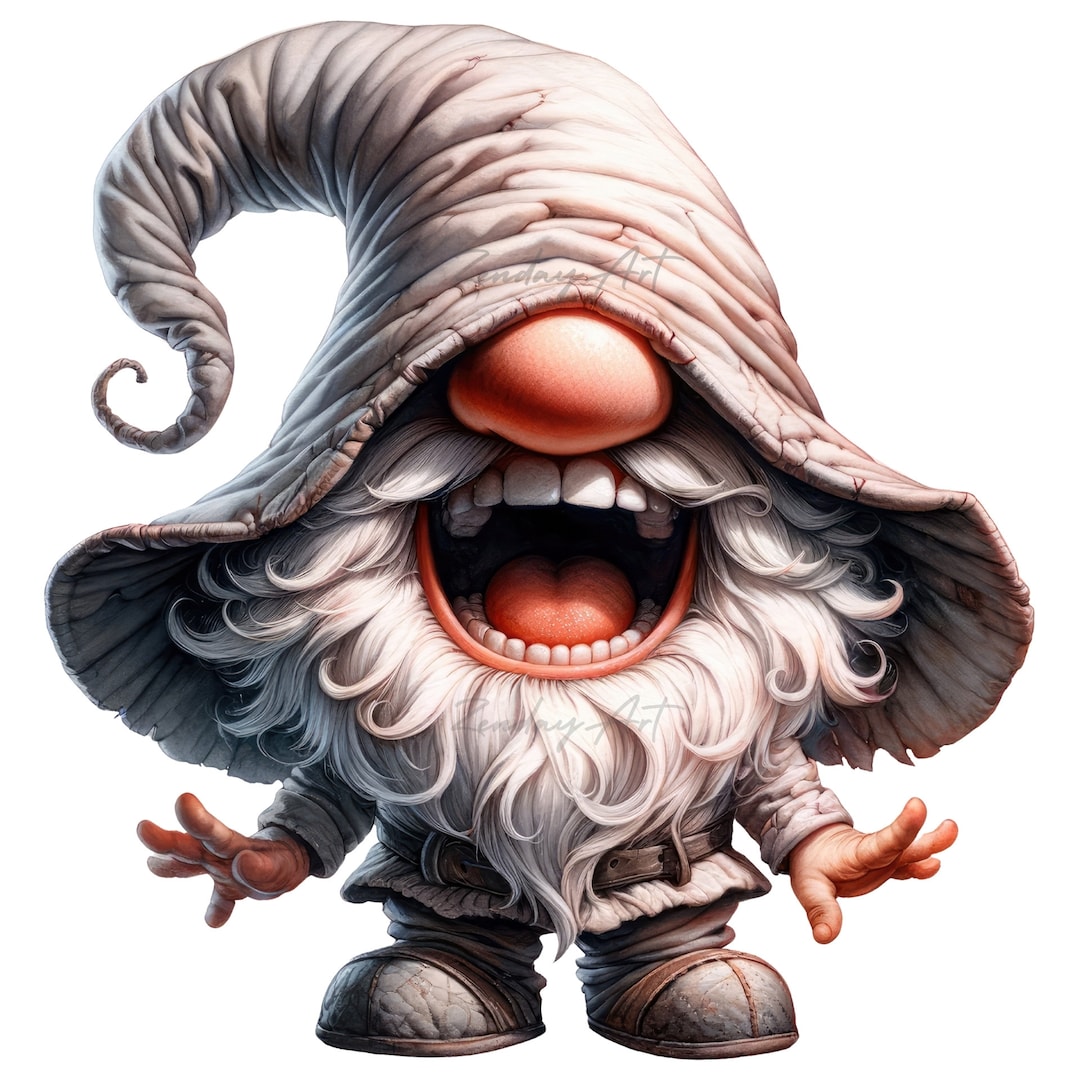 Watercolor Funny Cute Laughing Gnome Clipart, Gnome Laughing Madly PNG ...