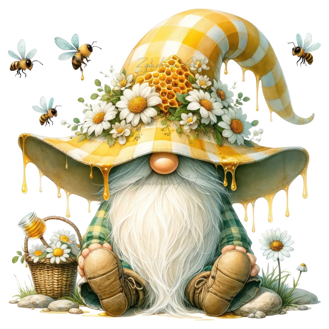 Watercolor Honey Bee Gnomes Clipart, Bee Gnome PNG, Cute Gnome ...