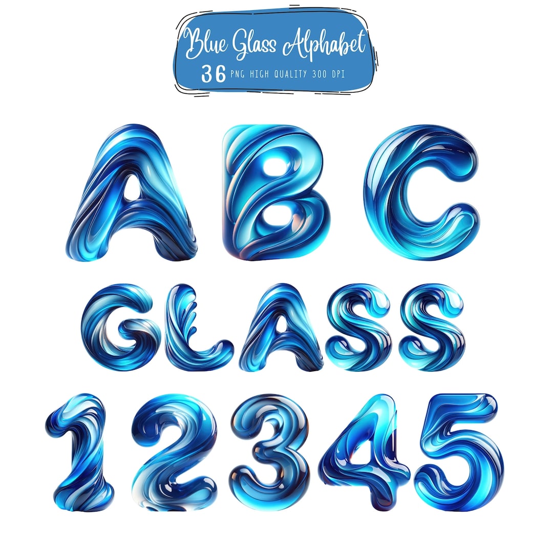 Blue Alphabet Clipart, Alphabet A-Z, Letters 0-9, Alphabet PNG, Letter ...