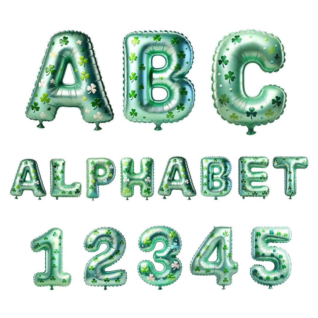 St. Patrick Foil Balloon Alphabet Clipart, Alphabet PNG, Letters ...