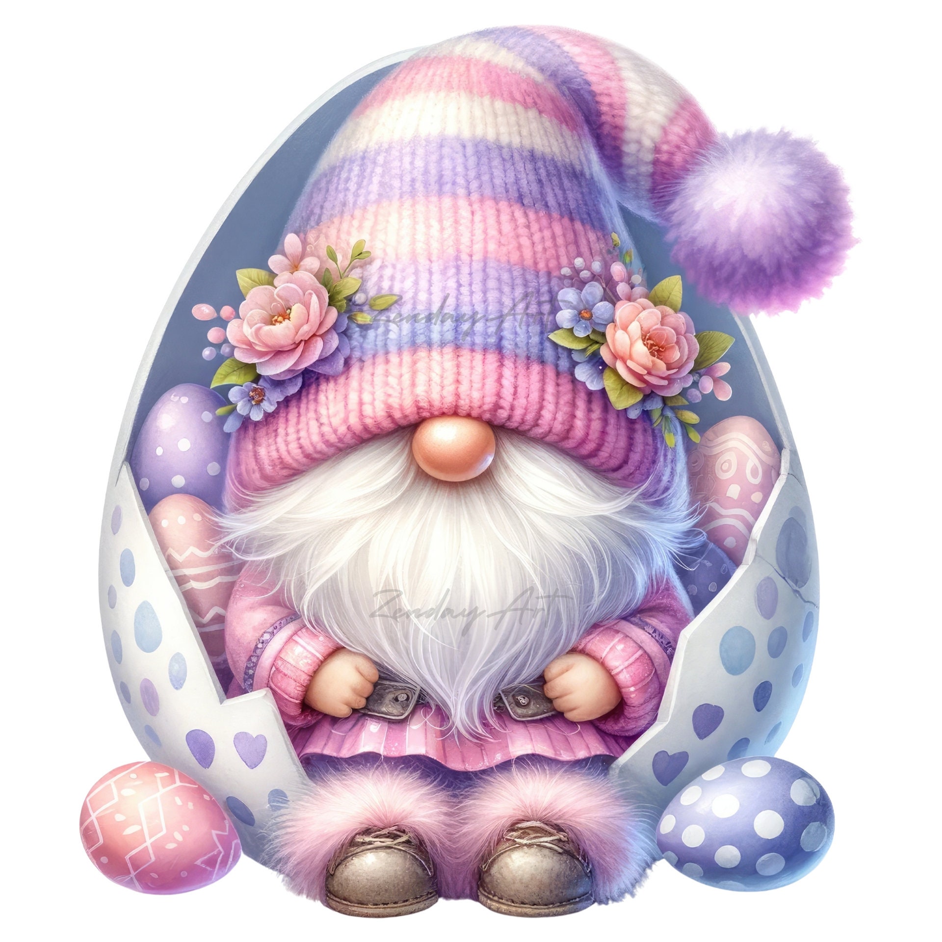 Watercolor Easter Gnome Clipart Bundle: Spring Garden PNG (digital ...