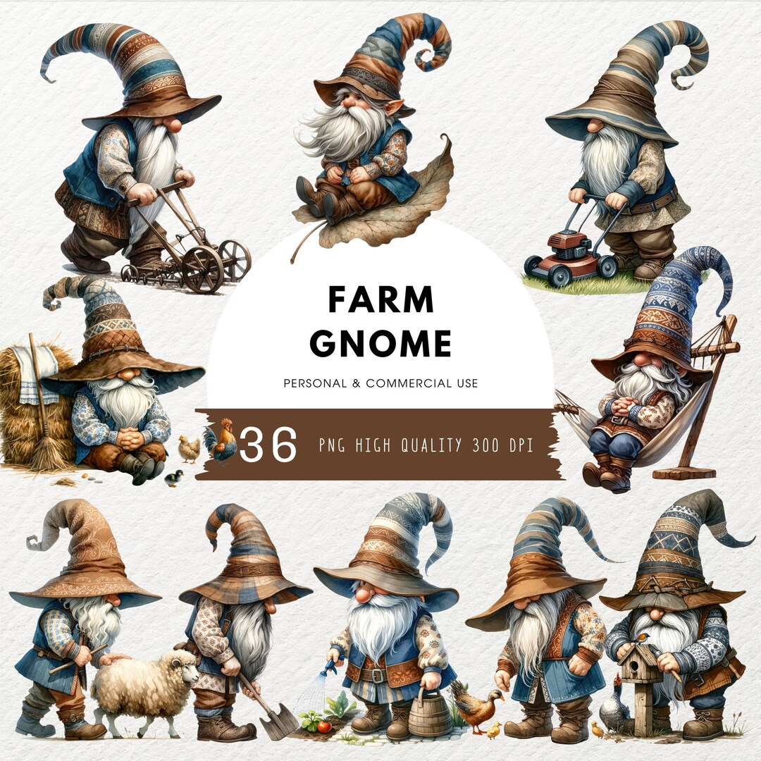 Watercolor Farm Gnome PNG, Farm Clipart, Farmers Market Clipart ...