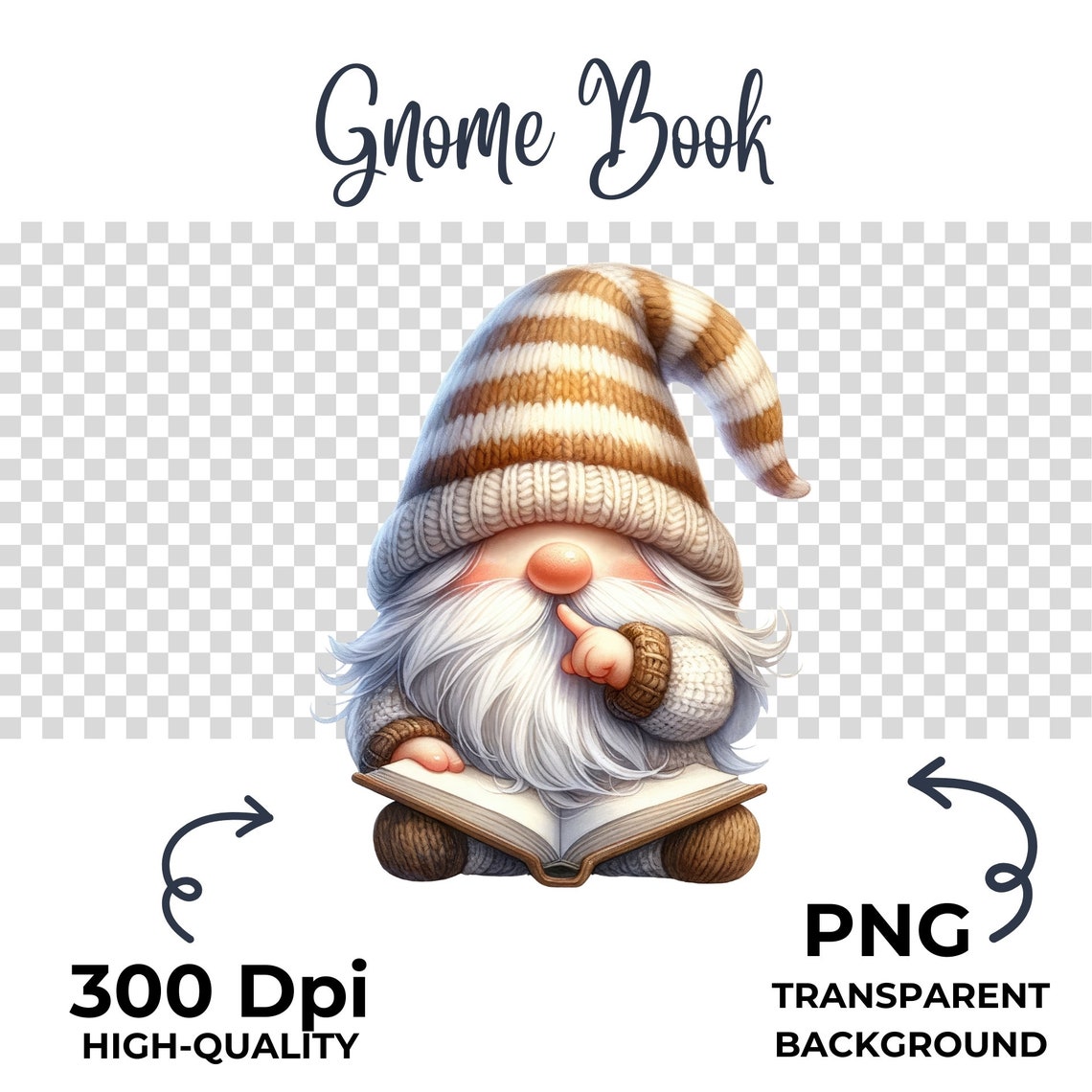 Gnome Book Clipart, Watercolor Gnome Reading Clip Art, Librarian ...