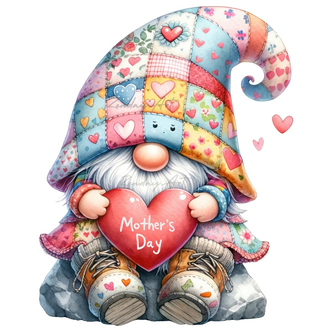Watercolor Mothers Day Gnomes Clipart, Mothers Day Gnomes PNG, Mother's ...