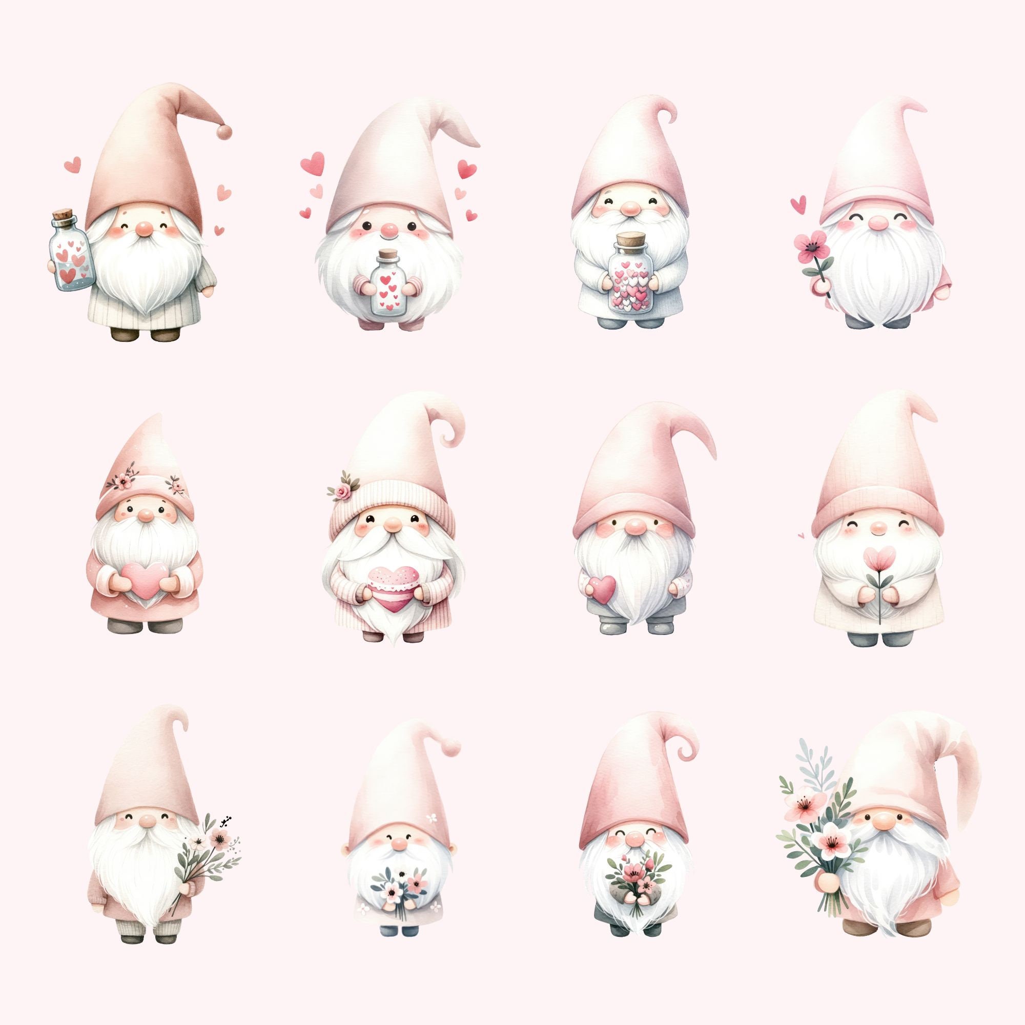 Valentines Gnome Clipart Bundle, Valentines Clipart, Valentines PNG ...