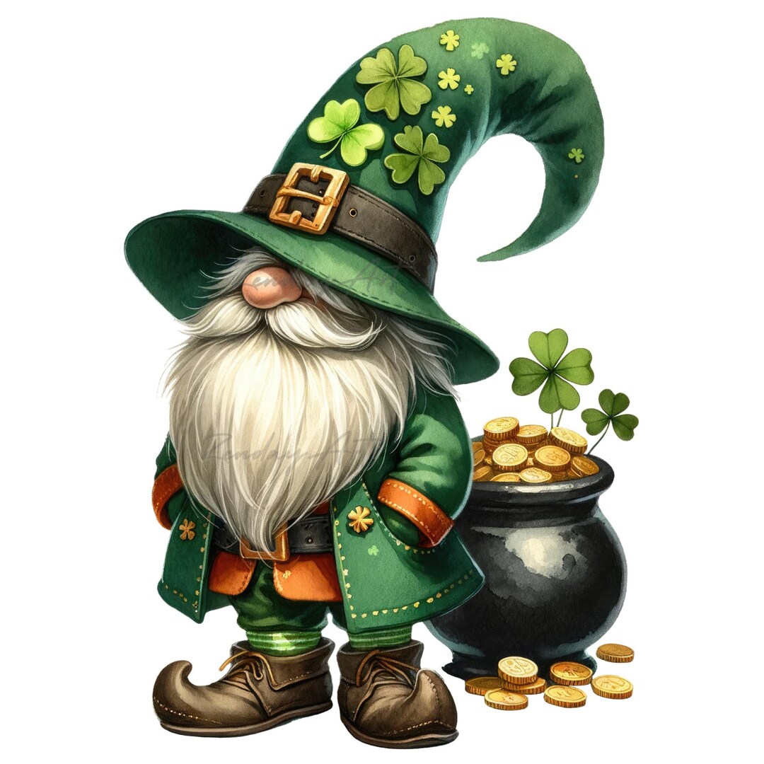 Watercolor St Patrick's Day Gnomes Png, Cute Gnomes Clipart, Patrick's ...