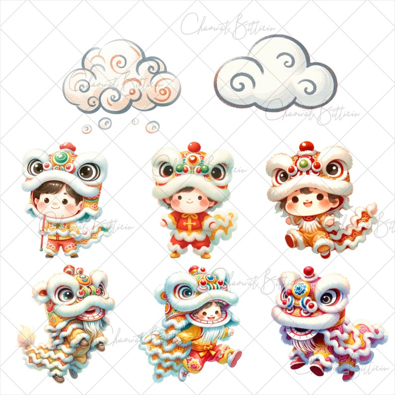 Cute Dragon Clipart Chinese New Year 2024 Watercolor - Etsy