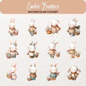 Cute Easter Bunny Clipart, Easter Clipart Bundle, Bunnies Clipart ...