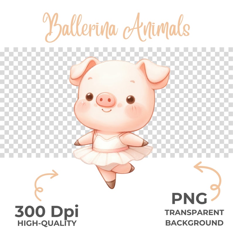 Watercolor Ballerina Clipart, Cute Animal Clipart, Watercolor Ballerina ...