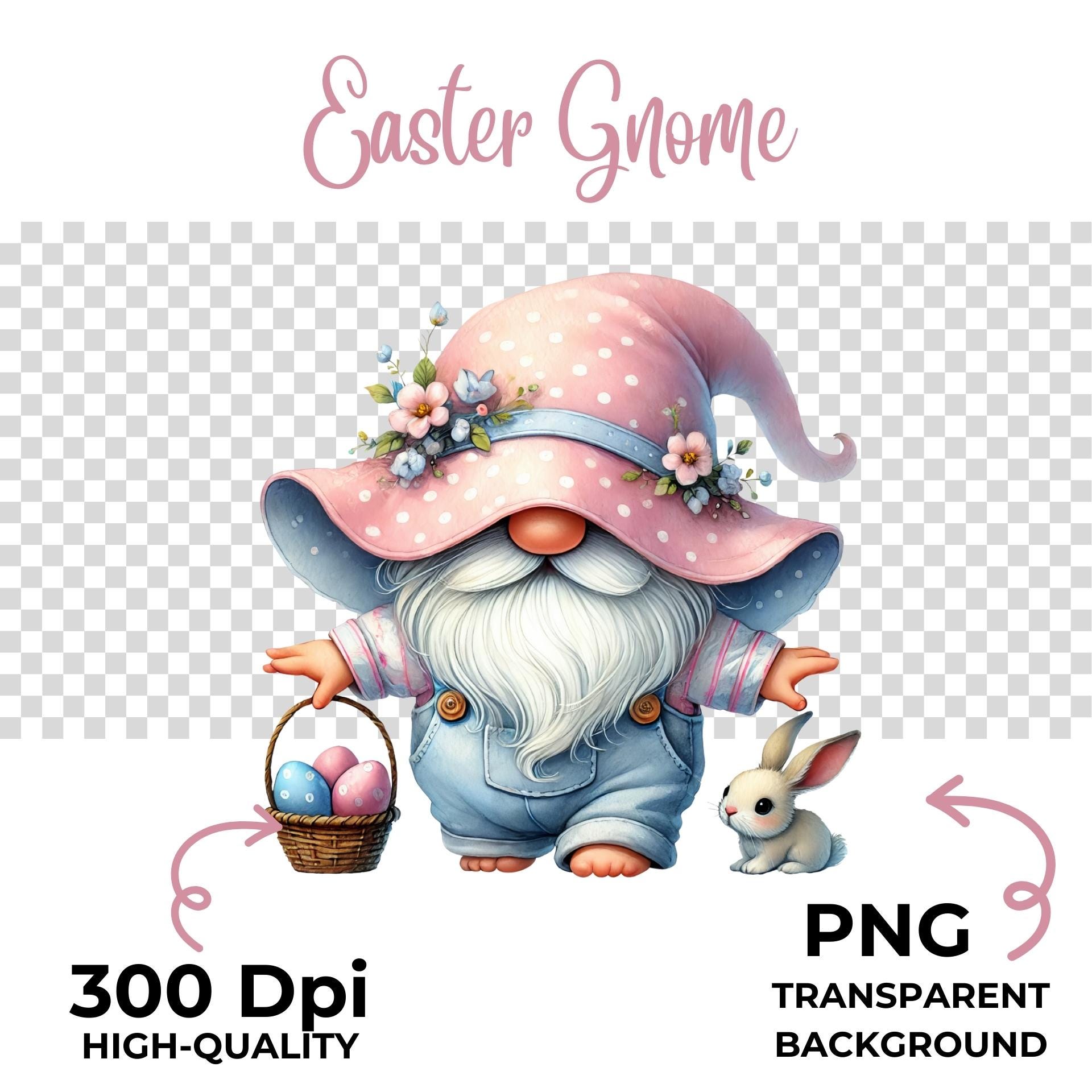 Watercolor Easter Gnome Clipart Bundle: Spring PNG Graphics (digital ...