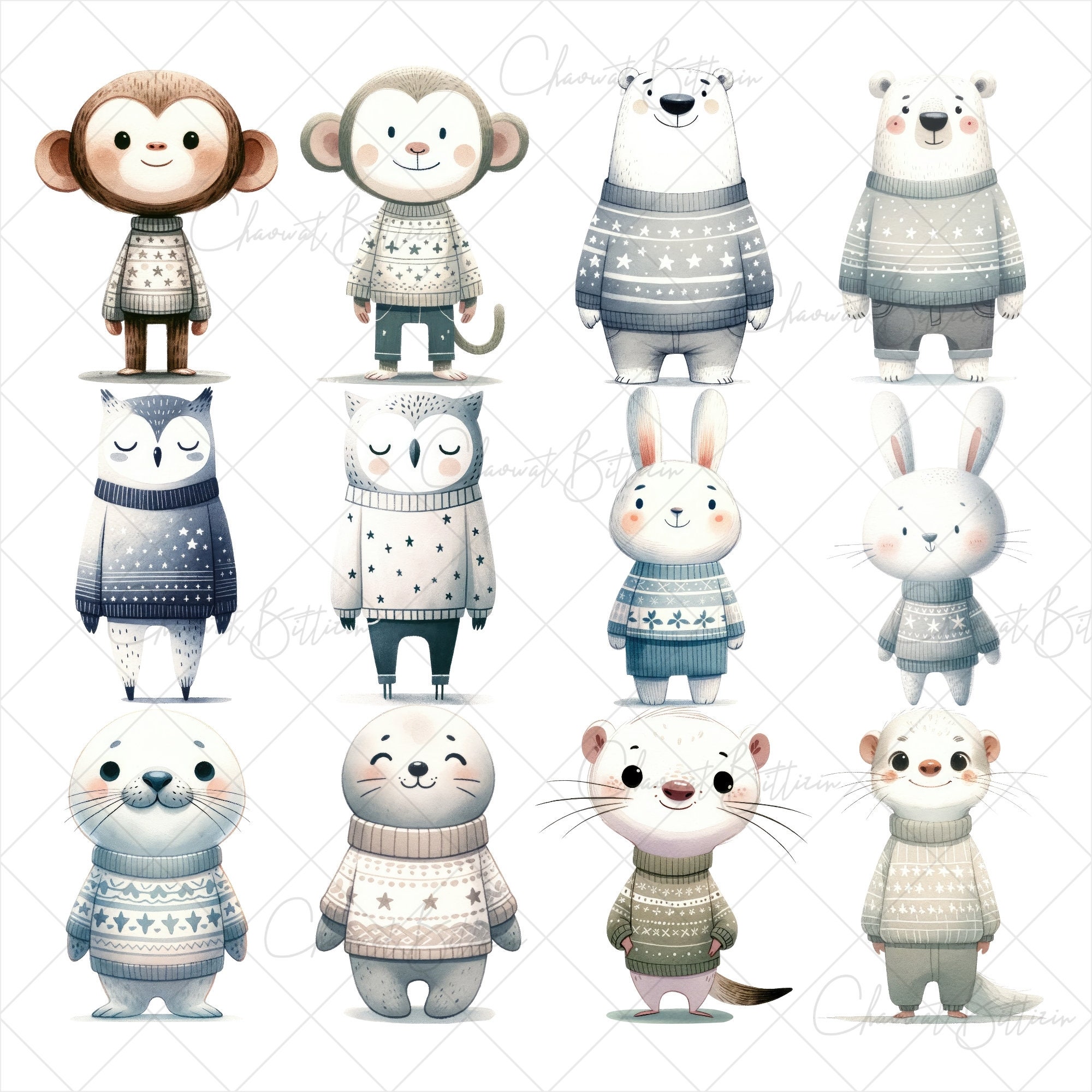 Watercolor Woodland Animals, Forest Animals, Woodland Animal Clipart ...