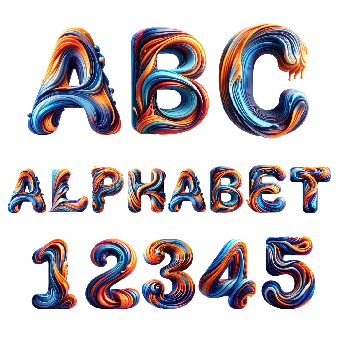 Vibrant Swirl Alphabet Clipart, Colorful Twisted Letters PNG, Alphabet ...