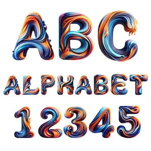 Vibrant Swirl Alphabet Clipart, Colorful Twisted Letters PNG, Alphabet ...