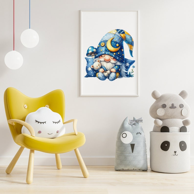 Watercolor Sleeping Gnome Clipart, Pijamas Gnome Clipart, Nighttime Gnome, Card Making, Nursery ...