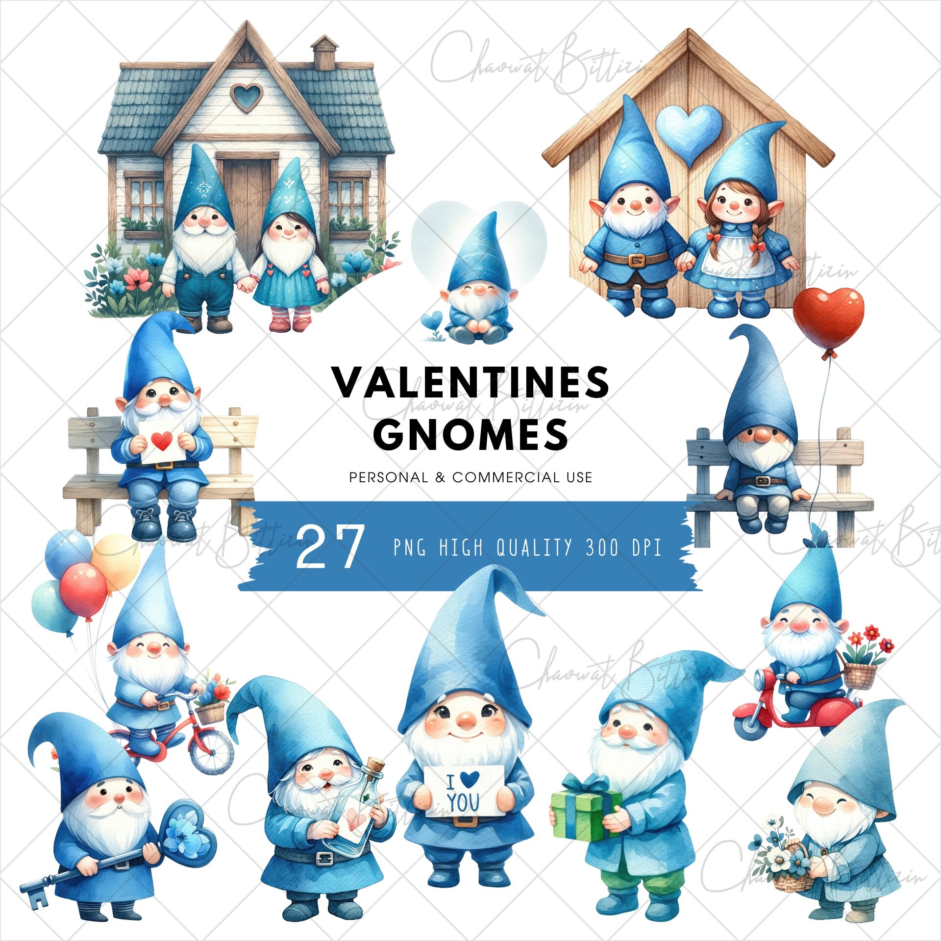 Valentines Gnome Clipart Bundle, Valentines Clipart, Valentines PNG ...