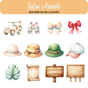 Watercolor Safari Cute Animals Clipart, Jungle Animal Nursery ...