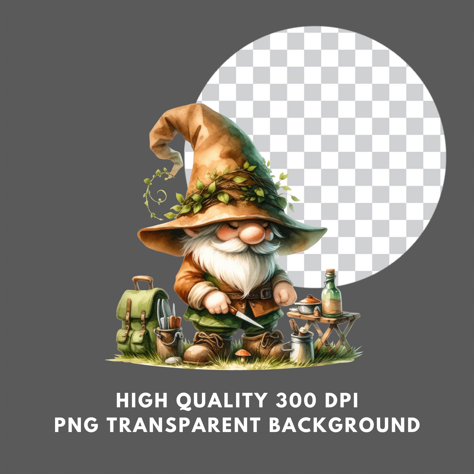 Watercolor Forest Gnomes Clipart, Gnome PNG, Gnome in Forest, Nature ...