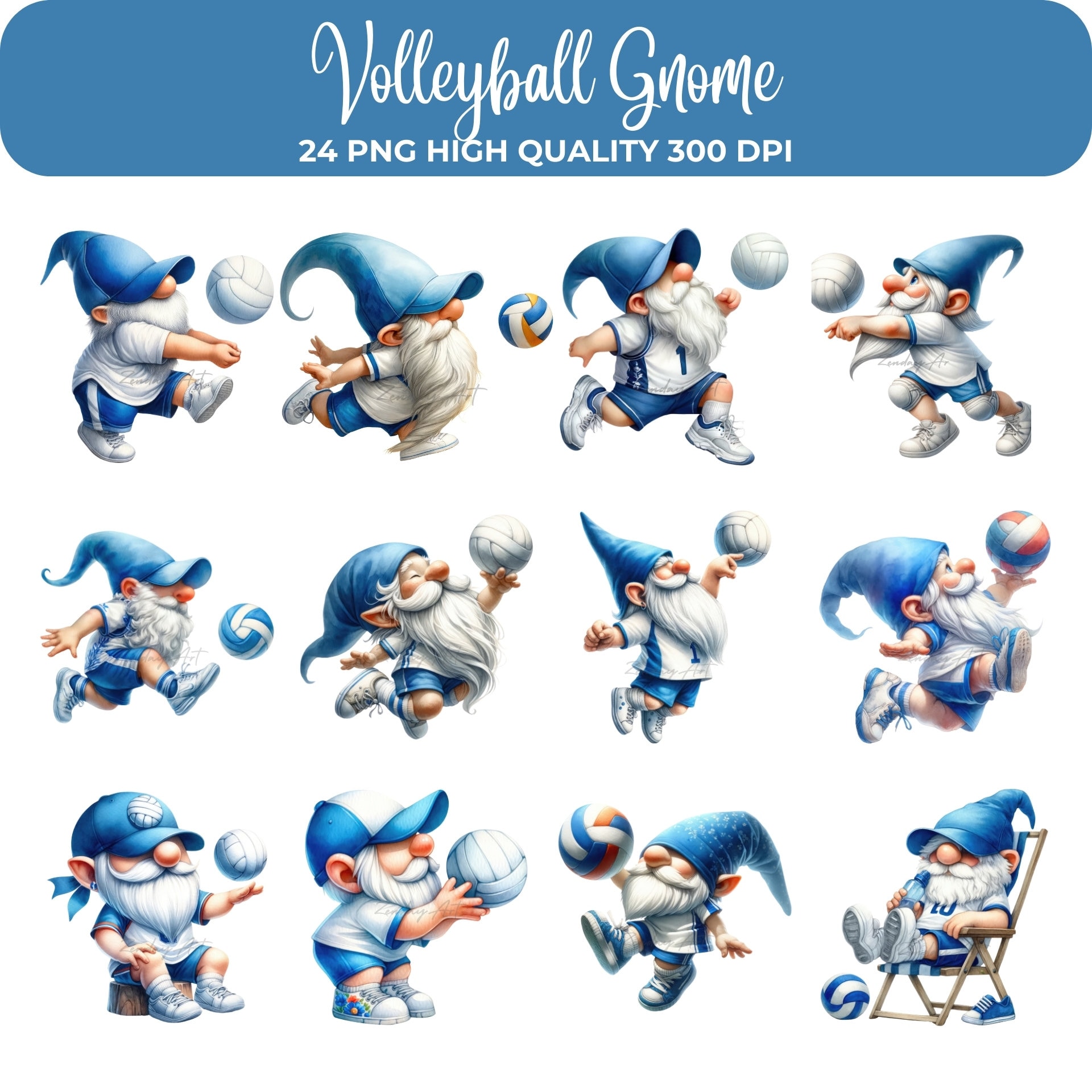 Volleyball Gnome Clipart, Watercolor Volleyball Gnome, Sport Gnome ...