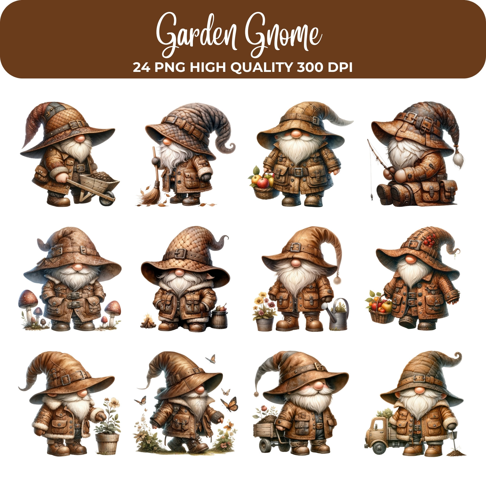 Watercolor Garden Gnome Clipart, Cute Gnome Clipart, Garden Gnomes ...