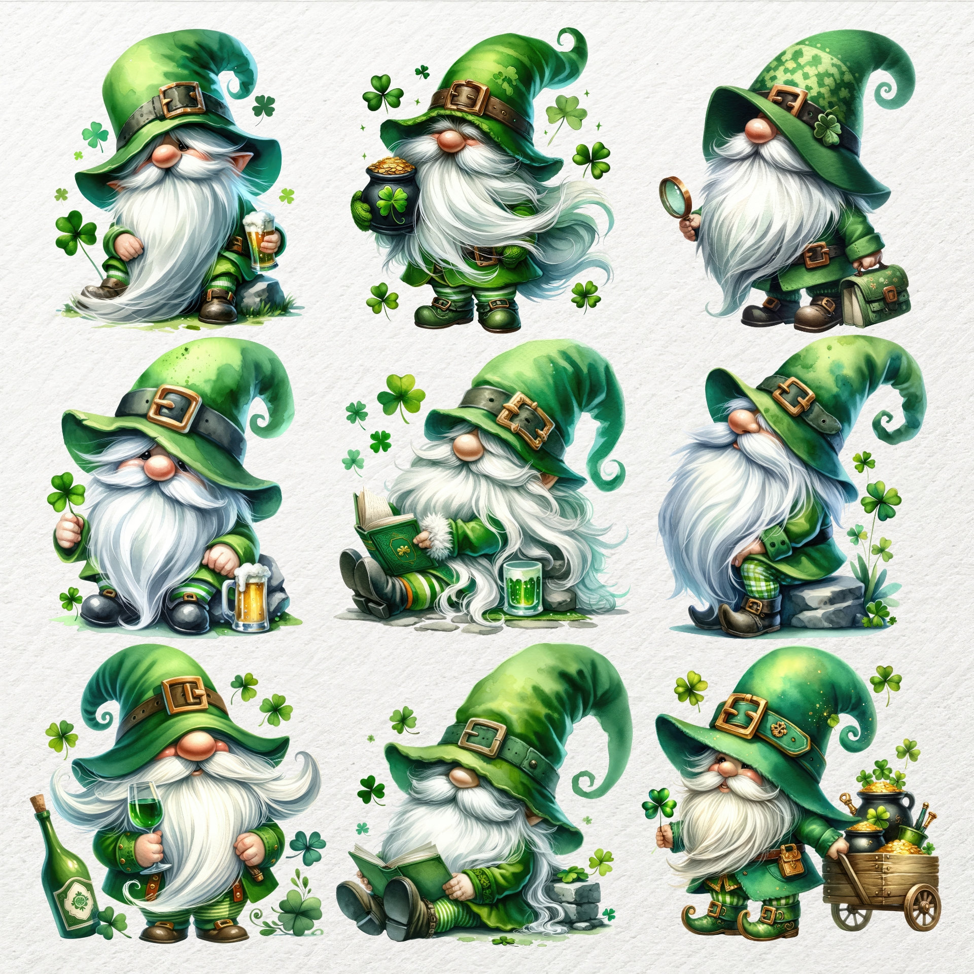 St Patricks Day Gnomes Png, Cute Gnomes Clipart, Patrick Day Watercolor ...